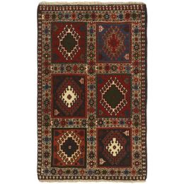 Nain Trading Orientteppich Yalameh 61x97 Handgeknüpfter Orientteppich / Perserteppich, rechteckig, Höhe: 12 mm, braun|rot