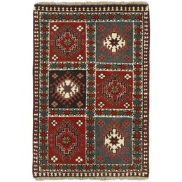 Nain Trading Orientteppich Yalameh 63x89 Handgeknüpfter Orientteppich / Perserteppich, rechteckig, Höhe: 12 mm, braun|rot