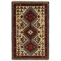 Nain Trading Orientteppich Yalameh 62x96 Handgeknüpfter Orientteppich / Perserteppich, rechteckig, Höhe: 12 mm, braun|rot