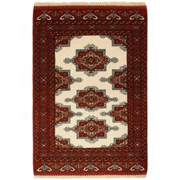 Nain Trading Orientteppich Turkaman 86x121 Handgeknüpfter Orientteppich / Perserteppich, rechteckig, Höhe: 6 mm, rot