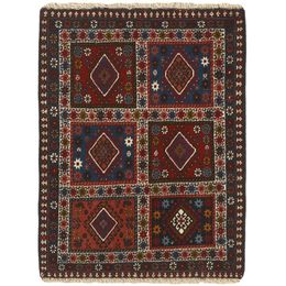 Nain Trading Orientteppich Yalameh 62x80 Handgeknüpfter Orientteppich / Perserteppich, rechteckig, Höhe: 12 mm, braun|rot