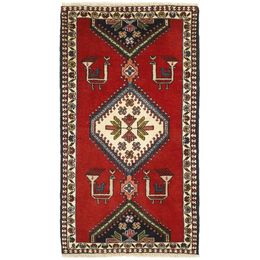 Nain Trading Orientteppich Yalameh 63x111 Handgeknüpfter Orientteppich / Perserteppich, rechteckig, Höhe: 12 mm, rot