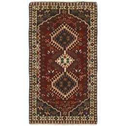 Nain Trading Orientteppich Yalameh 59x103 Handgeknüpfter Orientteppich / Perserteppich, rechteckig, Höhe: 12 mm, braun|rot