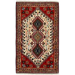 Nain Trading Orientteppich Yalameh 62x101 Handgeknüpfter Orientteppich / Perserteppich, rechteckig, Höhe: 12 mm, braun|rot