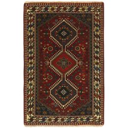 Nain Trading Orientteppich Yalameh 83x123 Handgeknüpfter Orientteppich / Perserteppich, rechteckig, Höhe: 12 mm, braun|rot