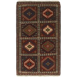 Nain Trading Orientteppich Yalameh 59x101 Handgeknüpfter Orientteppich / Perserteppich, rechteckig, Höhe: 12 mm, braun|rot