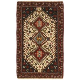 Nain Trading Orientteppich Yalameh 64x104 Handgeknüpfter Orientteppich / Perserteppich, rechteckig, Höhe: 12 mm, braun|rot