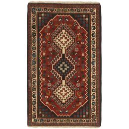 Nain Trading Orientteppich Yalameh 61x97 Handgeknüpfter Orientteppich / Perserteppich, rechteckig, Höhe: 12 mm, braun|rot