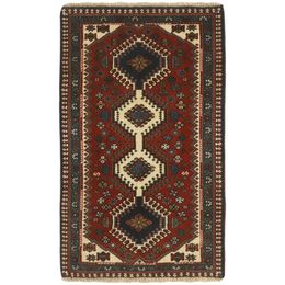 Nain Trading Orientteppich Yalameh 61x96 Handgeknüpfter Orientteppich / Perserteppich, rechteckig, Höhe: 12 mm, braun|rot