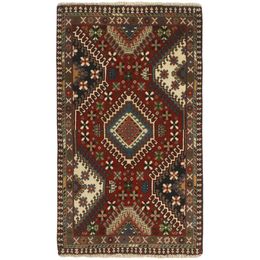 Nain Trading Orientteppich Yalameh 59x99 Handgeknüpfter Orientteppich / Perserteppich, rechteckig, Höhe: 12 mm, braun|rot