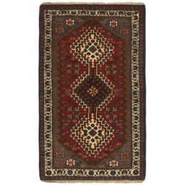 Nain Trading Orientteppich Yalameh 59x97 Handgeknüpfter Orientteppich / Perserteppich, rechteckig, Höhe: 12 mm, braun|rot