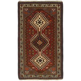 Nain Trading Orientteppich Yalameh 61x103 Handgeknüpfter Orientteppich / Perserteppich, rechteckig, Höhe: 12 mm, braun|rot