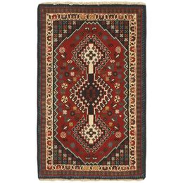 Nain Trading Orientteppich Yalameh 62x101 Handgeknüpfter Orientteppich / Perserteppich, rechteckig, Höhe: 12 mm, braun|rot