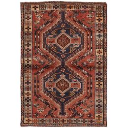 Nain Trading Orientteppich Shiraz 104x145 Handgeknüpfter Orientteppich / Perserteppich, rechteckig, Höhe: 10 mm, braun|rot