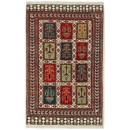 Nain Trading Orientteppich Turkaman 84x126 Handgeknüpfter Orientteppich / Perserteppich, rechteckig, Höhe: 6 mm, braun|rot