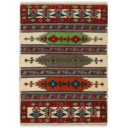 Nain Trading Orientteppich Turkaman 87x119 Handgeknüpfter Orientteppich / Perserteppich, rechteckig, Höhe: 6 mm, rot