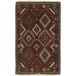 Nain Trading Orientteppich Yalameh 81x125 Handgeknüpfter Orientteppich / Perserteppich, rechteckig, Höhe: 12 mm, braun|rot