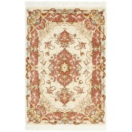 Nain Trading Orientteppich Täbriz 50Raj 63x89 Handgeknüpfter Orientteppich / Perserteppich, rechteckig, Höhe: 7 mm, beige|rot