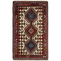 Nain Trading Orientteppich Yalameh 63x100 Handgeknüpfter Orientteppich / Perserteppich, rechteckig, Höhe: 12 mm, braun|rot