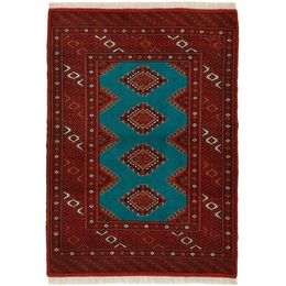 Nain Trading Orientteppich Turkaman 87x121 Handgeknüpfter Orientteppich / Perserteppich, rechteckig, Höhe: 6 mm, rot