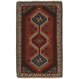 Nain Trading Orientteppich Yalameh 61x97 Handgeknüpfter Orientteppich / Perserteppich, rechteckig, Höhe: 12 mm, braun|rot