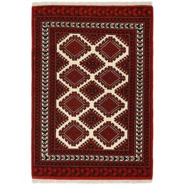 Nain Trading Orientteppich Turkaman 85x121 Handgeknüpfter Orientteppich / Perserteppich, rechteckig, Höhe: 6 mm, rot