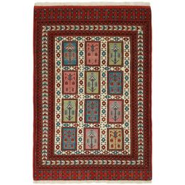 Nain Trading Orientteppich Turkaman 84x123 Handgeknüpfter Orientteppich / Perserteppich, rechteckig, Höhe: 6 mm, braun|rot