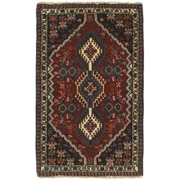 Nain Trading Orientteppich Yalameh 61x94 Handgeknüpfter Orientteppich / Perserteppich, rechteckig, Höhe: 12 mm, braun|rot