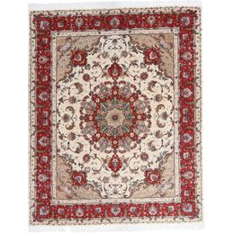 Nain Trading Orientteppich Täbriz 50Raj 198x249 Handgeknüpfter Orientteppich / Perserteppich, rechteckig, Höhe: 7 mm, beige|rot