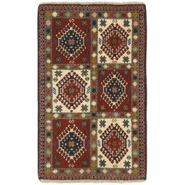 Nain Trading Orientteppich Yalameh 63x98 Handgeknüpfter Orientteppich / Perserteppich, rechteckig, Höhe: 12 mm, braun