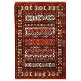 Nain Trading Orientteppich Turkaman 108x155 Handgeknüpfter Orientteppich / Perserteppich, rechteckig, Höhe: 6 mm, braun|rot