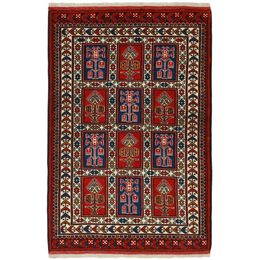 Nain Trading Orientteppich Turkaman 86x128 Handgeknüpfter Orientteppich / Perserteppich, rechteckig, Höhe: 6 mm, braun|rot