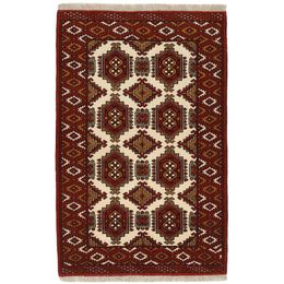 Nain Trading Orientteppich Turkaman 82x126 Handgeknüpfter Orientteppich / Perserteppich, rechteckig, Höhe: 6 mm, braun|rot