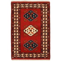 Nain Trading Orientteppich Turkaman 84x125 Handgeknüpfter Orientteppich / Perserteppich, rechteckig, Höhe: 6 mm, rot