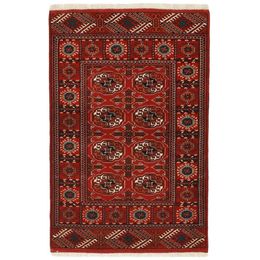 Nain Trading Orientteppich Turkaman 85x129 Handgeknüpfter Orientteppich / Perserteppich, rechteckig, Höhe: 6 mm, rot