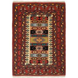 Nain Trading Orientteppich Turkaman 83x113 Handgeknüpfter Orientteppich / Perserteppich, rechteckig, Höhe: 6 mm, braun|rot
