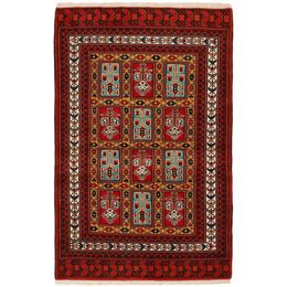 Nain Trading Orientteppich Turkaman 87x131 Handgeknüpfter Orientteppich / Perserteppich, rechteckig, Höhe: 6 mm, rot