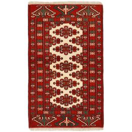 Nain Trading Orientteppich Turkaman 83x131 Handgeknüpfter Orientteppich / Perserteppich, rechteckig, Höhe: 6 mm, rot