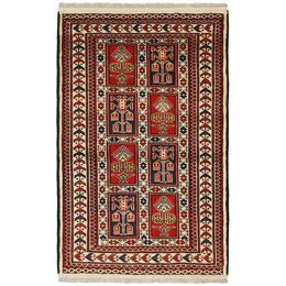 Nain Trading Orientteppich Turkaman 83x124 Handgeknüpfter Orientteppich / Perserteppich, rechteckig, Höhe: 6 mm, braun|rot