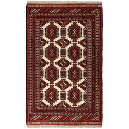 Nain Trading Orientteppich Turkaman 88x138 Handgeknüpfter Orientteppich / Perserteppich, rechteckig, Höhe: 6 mm, braun|rot