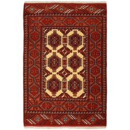 Nain Trading Orientteppich Turkaman 87x123 Handgeknüpfter Orientteppich / Perserteppich, rechteckig, Höhe: 6 mm, rot