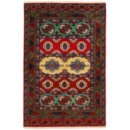 Nain Trading Orientteppich Turkaman 132x194 Handgeknüpfter Orientteppich / Perserteppich, rechteckig, Höhe: 6 mm, braun|rot