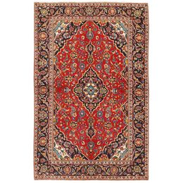 Nain Trading Orientteppich Keshan 141x222 Handgeknüpfter Orientteppich / Perserteppich, rechteckig, Höhe: 12 mm, braun|rot
