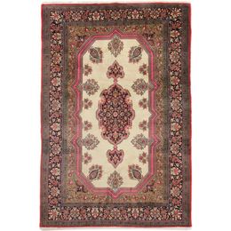 Nain Trading Orientteppich Ghom 142x218 Handgeknüpfter Orientteppich / Perserteppich, rechteckig, Höhe: 10 mm, braun|rot