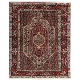 Nain Trading Orientteppich Senneh 123x151 Handgeknüpfter Orientteppich / Perserteppich, rechteckig, Höhe: 12 mm, braun|rot