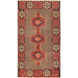 Nain Trading Orientteppich Hamadan 147x201 Handgeknüpfter Orientteppich / Perserteppich, rechteckig, Höhe: 8 mm, braun|rot