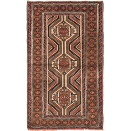 Nain Trading Orientteppich Belutsch 86x147 Handgeknüpfter Orientteppich / Perserteppich, rechteckig, Höhe: 6 mm, braun|rot