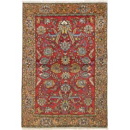 Nain Trading Orientteppich Ghom 103x141 Handgeknüpfter Orientteppich / Perserteppich, rechteckig, Höhe: 10 mm, braun|rot