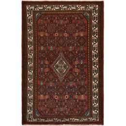 Nain Trading Orientteppich Hamadan 98x151 Handgeknüpfter Orientteppich / Perserteppich, rechteckig, Höhe: 8 mm, braun|rot