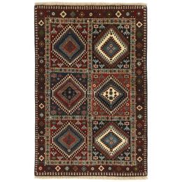 Nain Trading Orientteppich Yalameh 103x149 Handgeknüpfter Orientteppich / Perserteppich, rechteckig, Höhe: 12 mm, braun